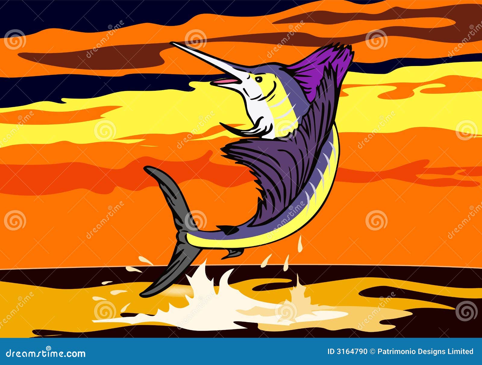 Zeilvis Die in De Zonsondergang Springt Vector Illustratie ...