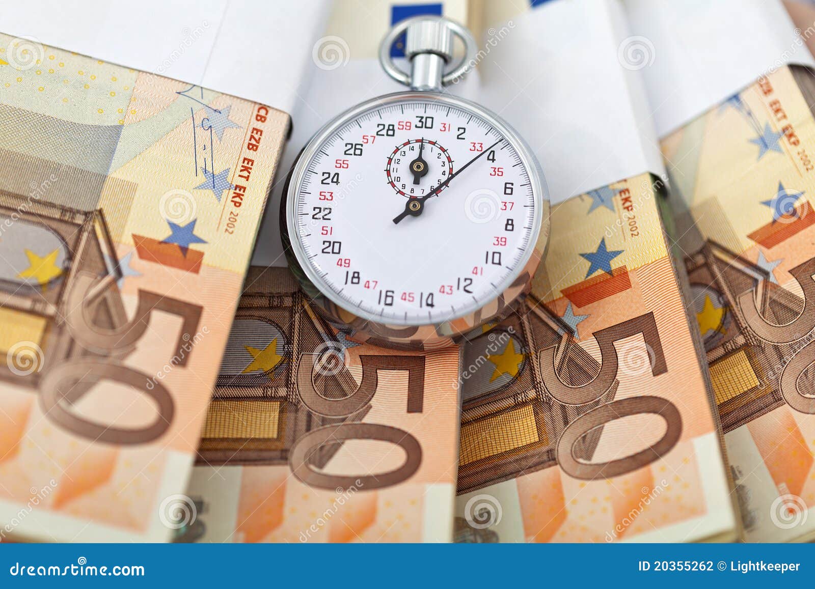Zeit Ist Geld Konzept Mit Euro Stockfoto - Bild von stoppuhr ...