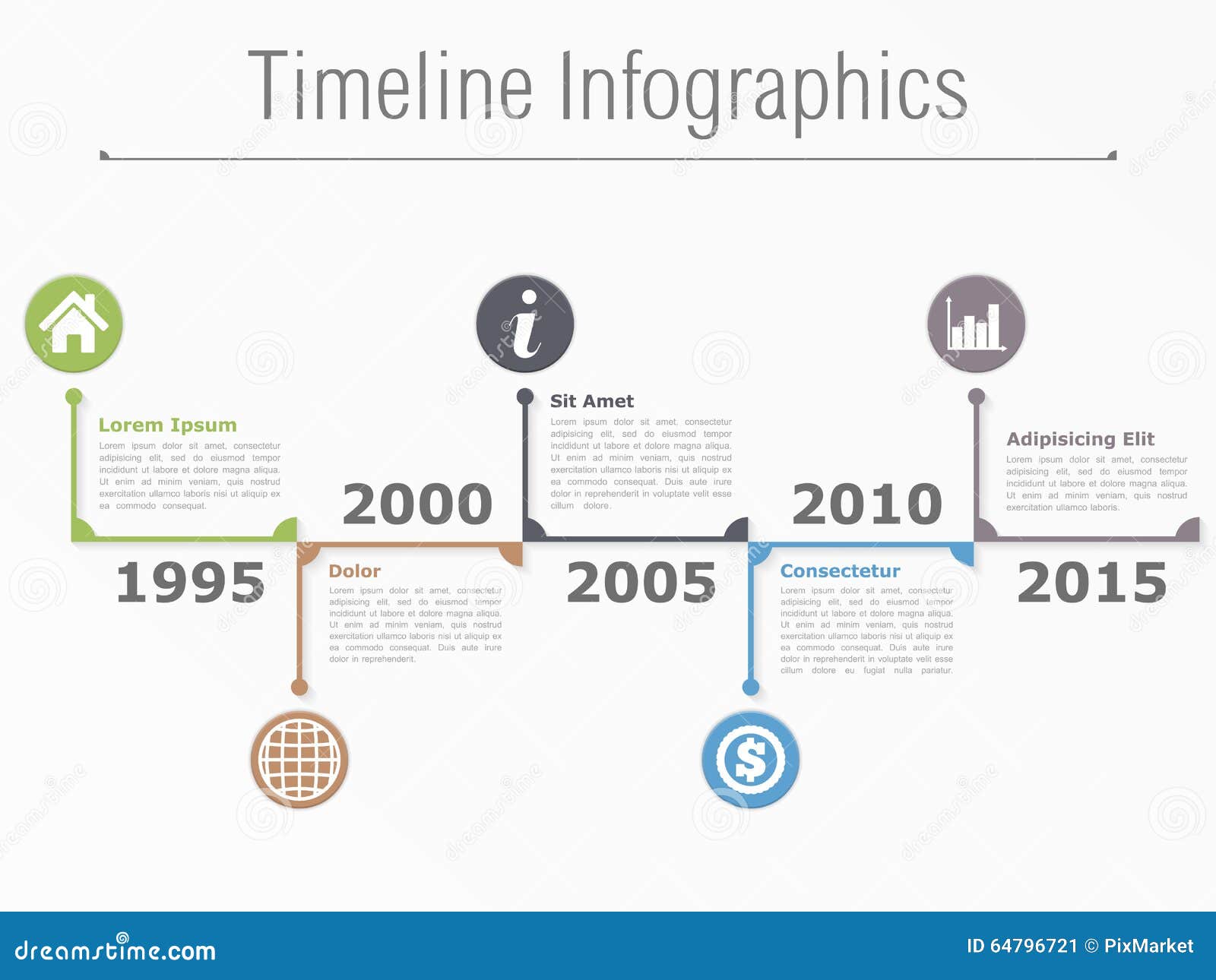 Zeitachse vektor abbildung. Illustration von daten, symbol - 64796721