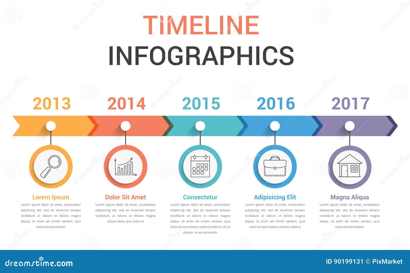 Zeitachse vektor abbildung. Illustration von schablone - 90199131