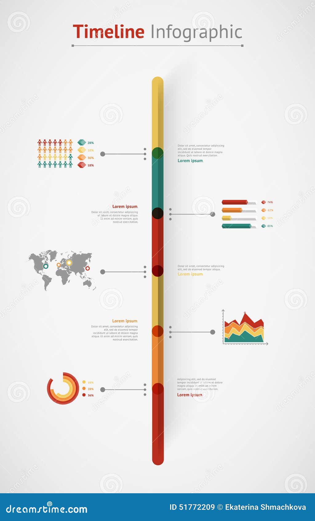 Zeitachse Infographic Karte Der Welt Vektor Abbildung - Illustration ...