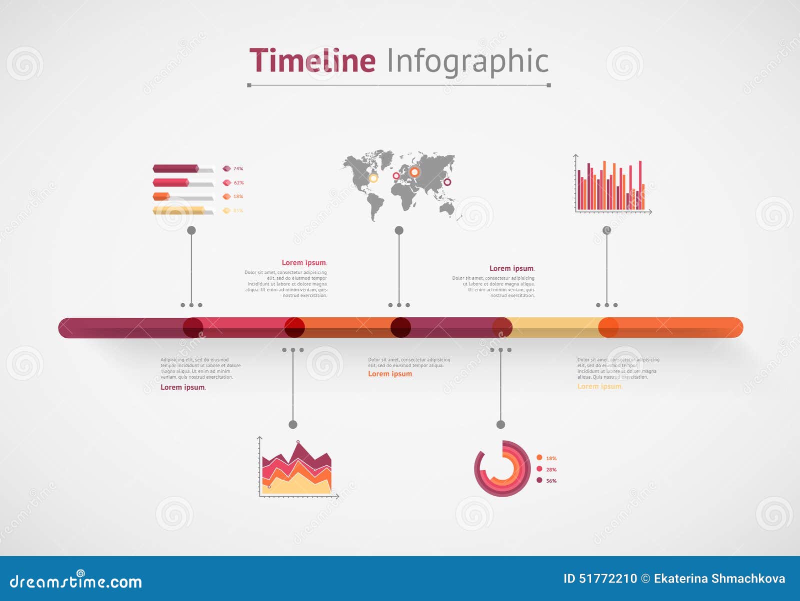 Zeitachse Infographic Karte Der Welt Vektor Abbildung - Illustration ...