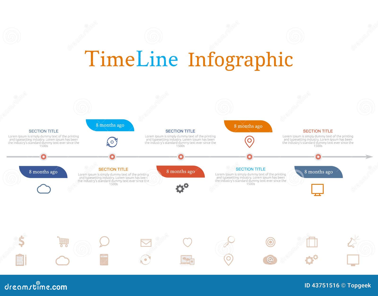 Zeitachse Infographic Mit Diagramm Und Text Vektor Abbildung ...