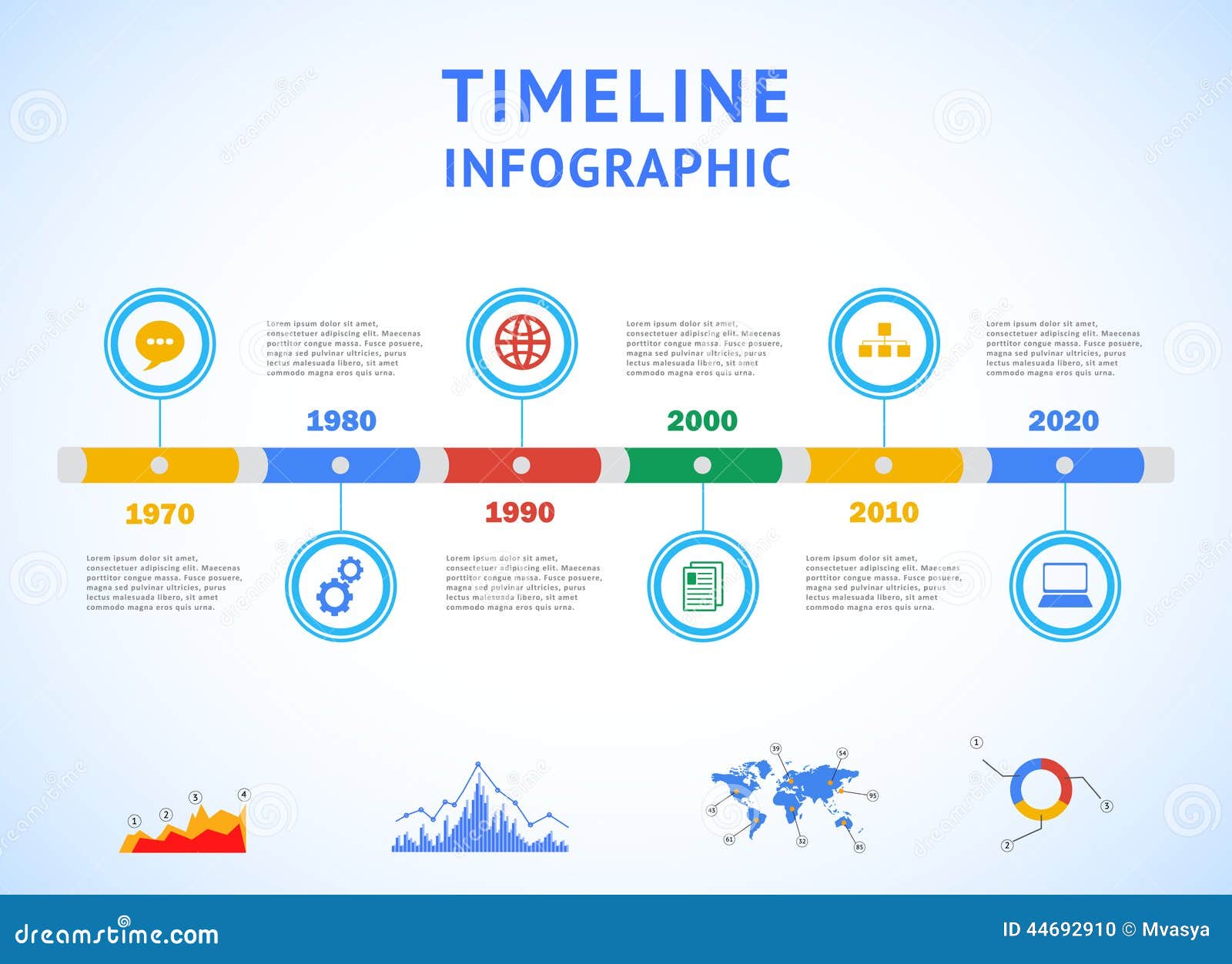Zeitachse Infographic Mit Diagrammen Und Text Vektor Abbildung ...