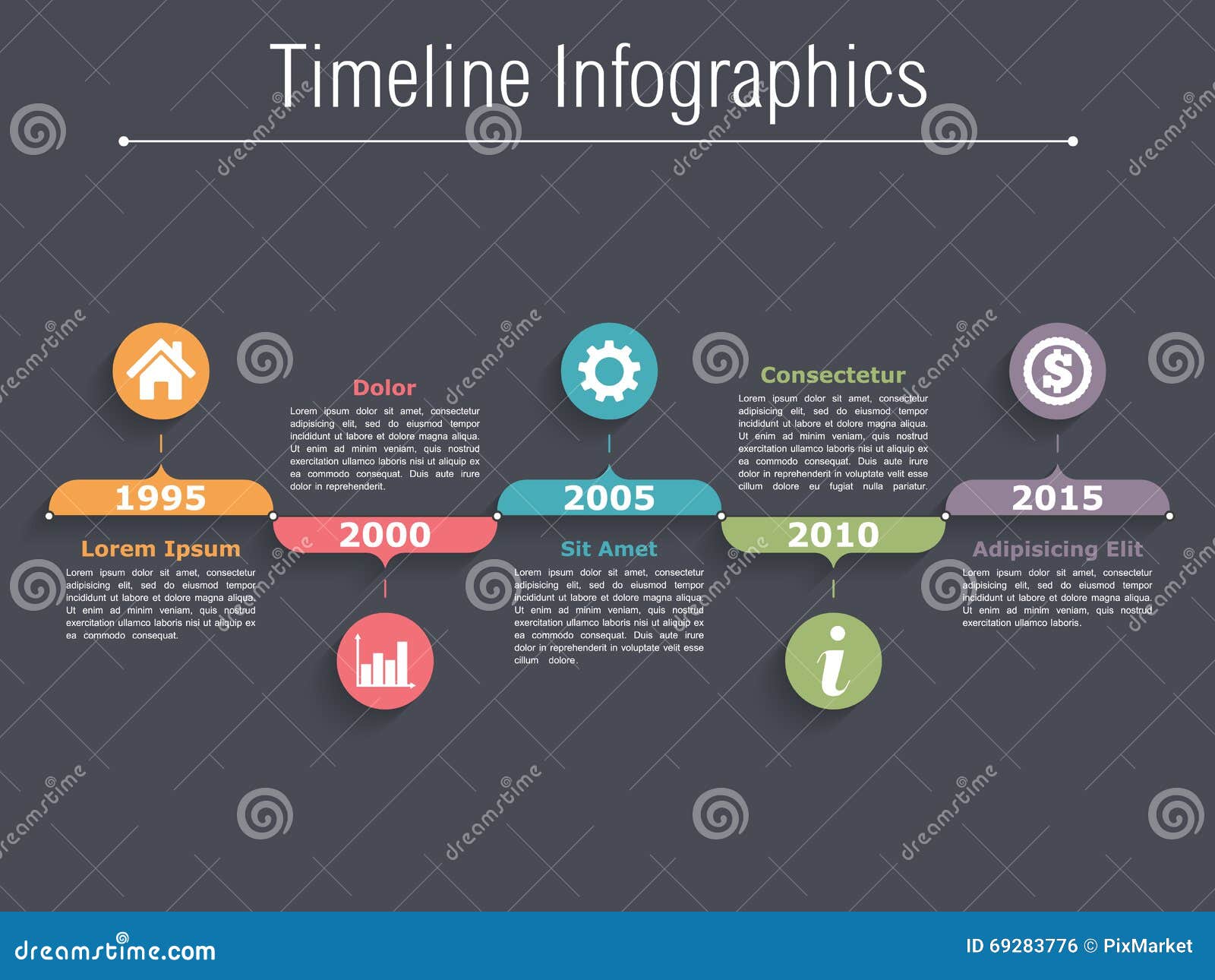 Zeitachse Infographics vektor abbildung. Illustration von farbe - 69283776
