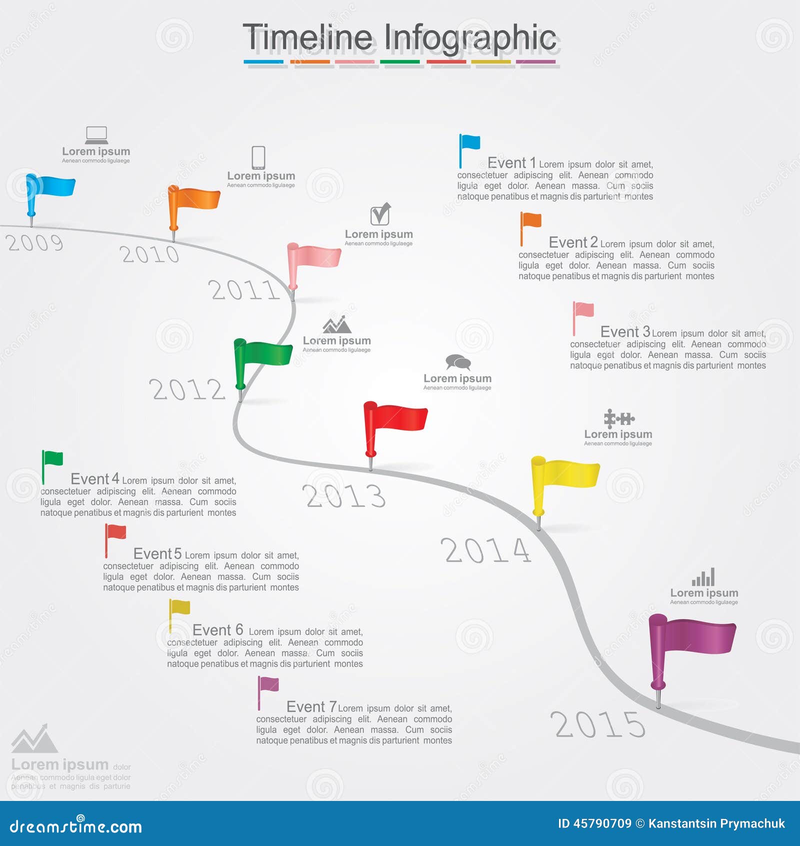 Zeitachse Infographics Mit Elementen, Ikonen Vektor Vektor Abbildung ...