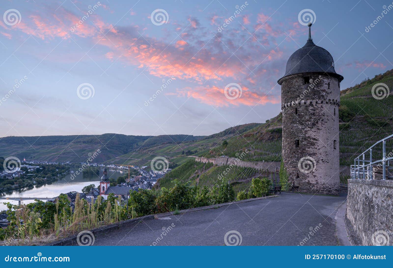 Zell with Moselle River, Germany Stock Photo - Image of natural ...