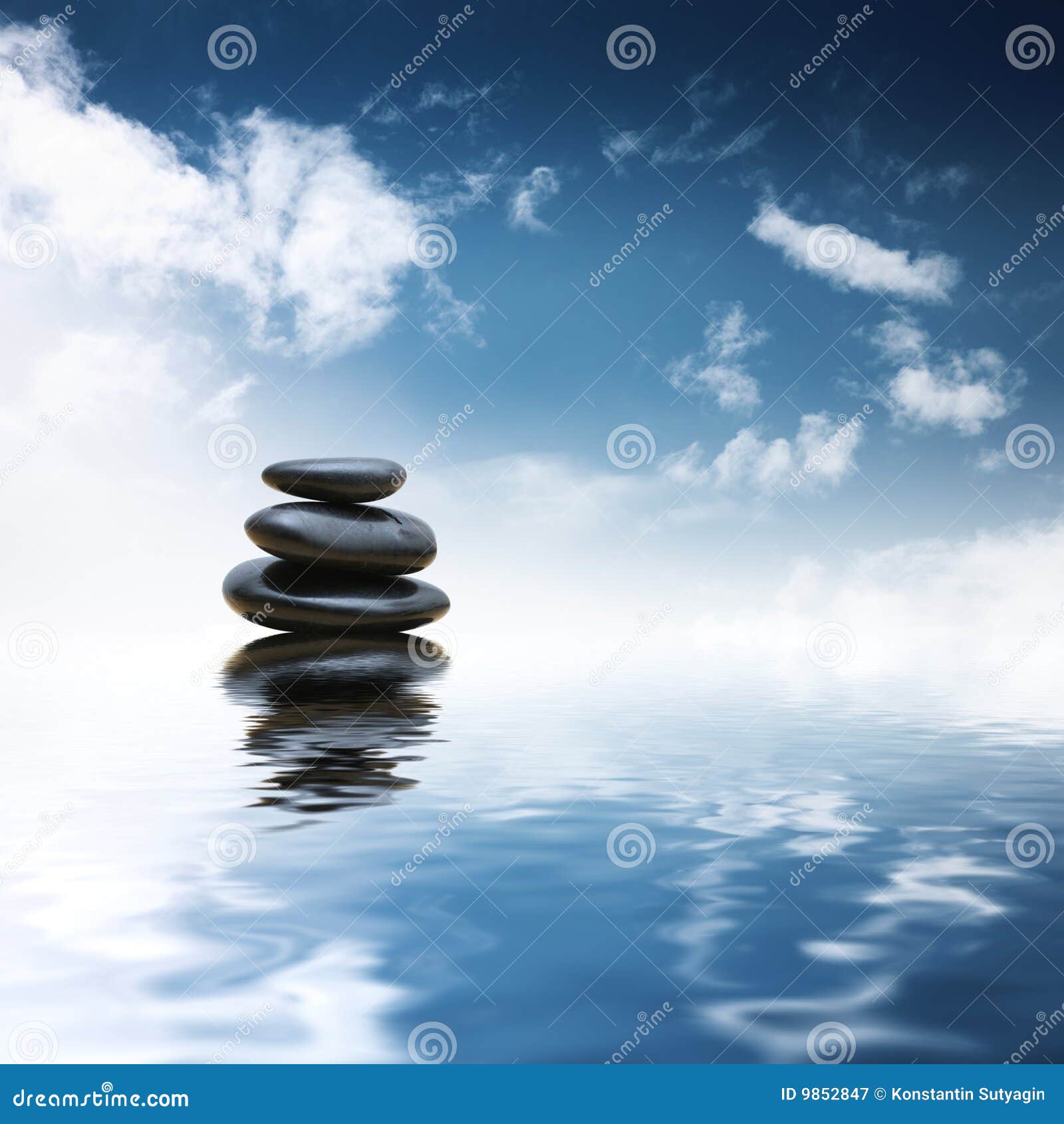 Zen stock image. Image of reflecting, outdoors, rock, clouds - 9852847
