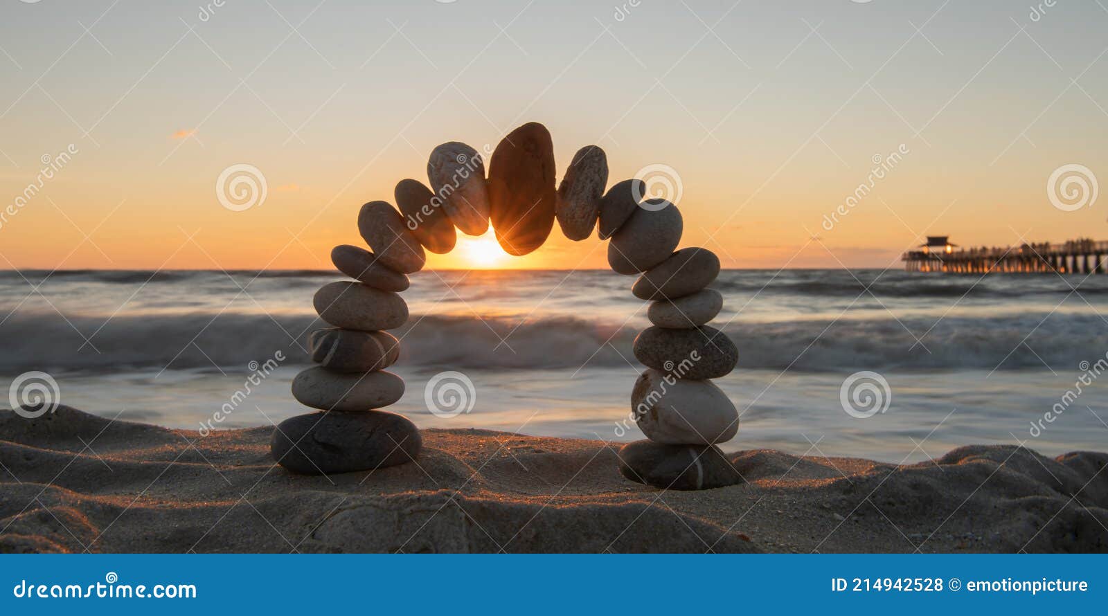 Zen arch at beach stock photo. Image of mediation, beach - 214942528