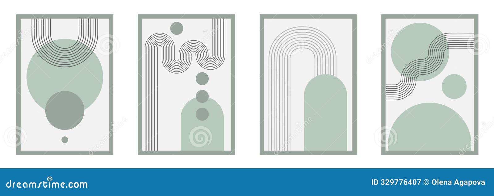 Zen Arch Poster Set, Simple Line Arch and Shapes. Geometric Japanese ...