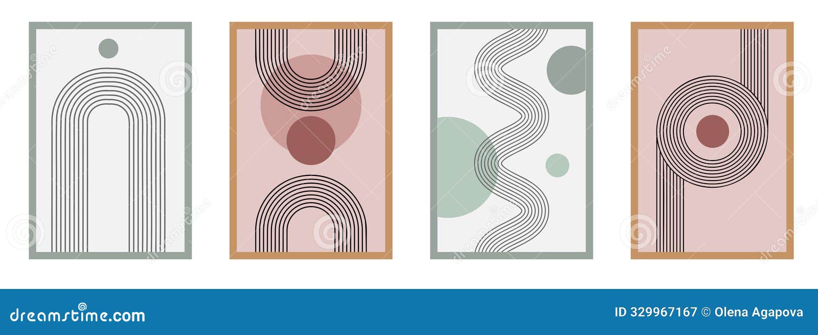 Zen Arch Poster Set, Simple Line Arch and Shapes. Geometric Japanese ...