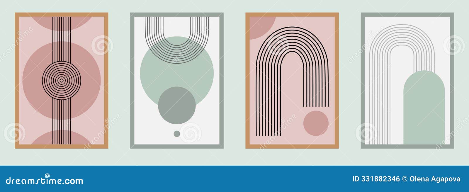 Zen Arch Poster Set, Simple Line Arch and Shapes. Geometric Japanese ...