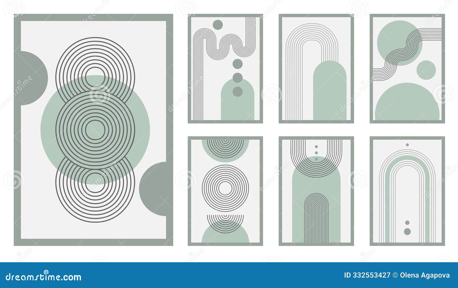 Zen Arch Poster Set, Simple Line Arch and Shapes. Geometric Japanese ...