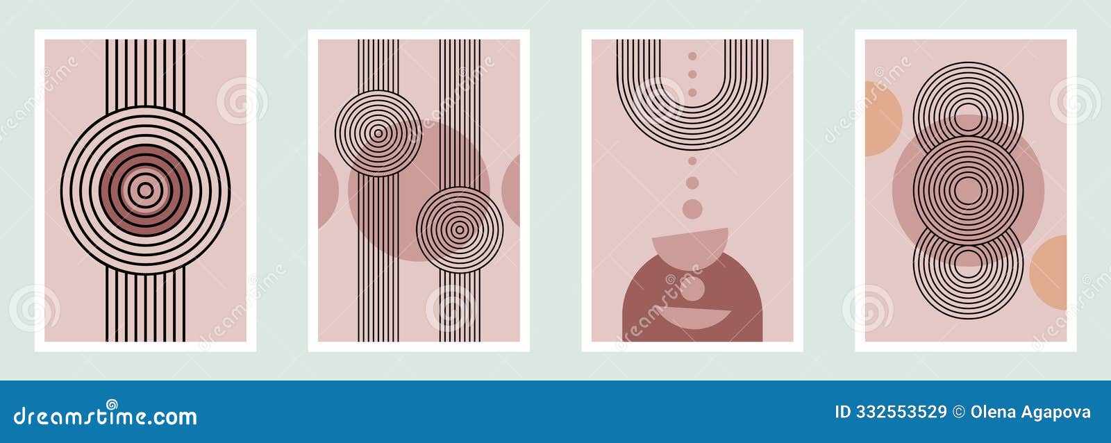 Zen Arch Poster Set, Simple Line Arch and Shapes. Geometric Japanese ...