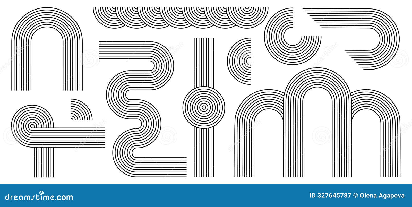 Zen Arch Set, Simple Line Arch and Shapes. Geometric Japanese Zen ...