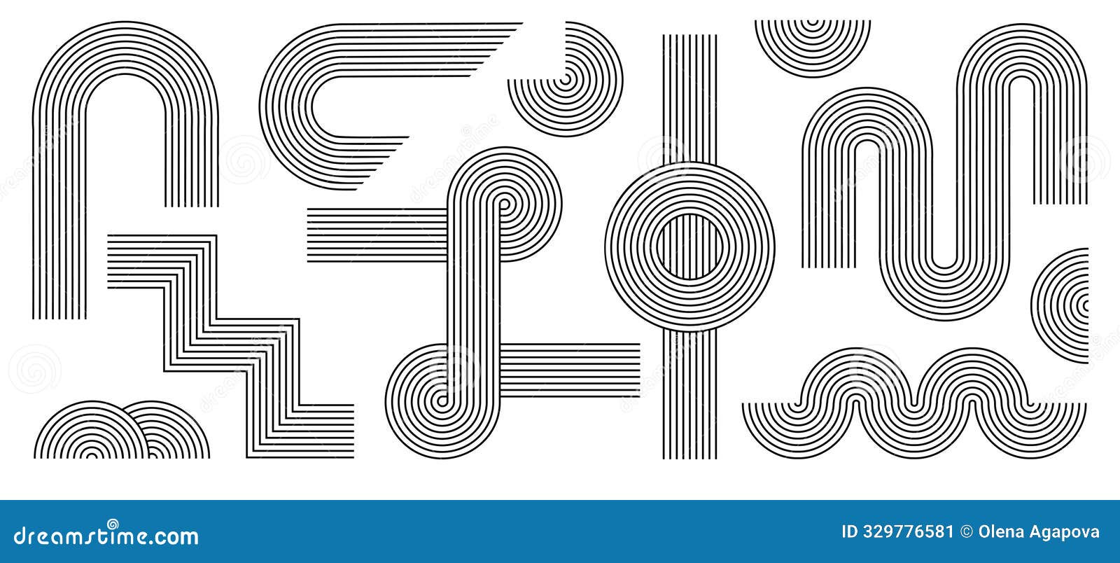 Zen Arch Set, Simple Line Arch and Shapes. Geometric Japanese Zen ...