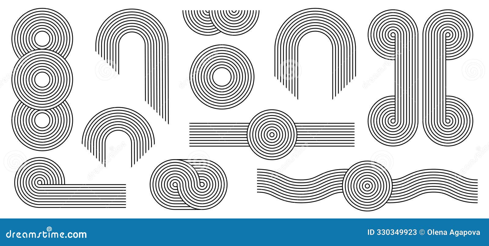 Zen Arch Set, Simple Line Arch and Shapes. Geometric Japanese Zen ...