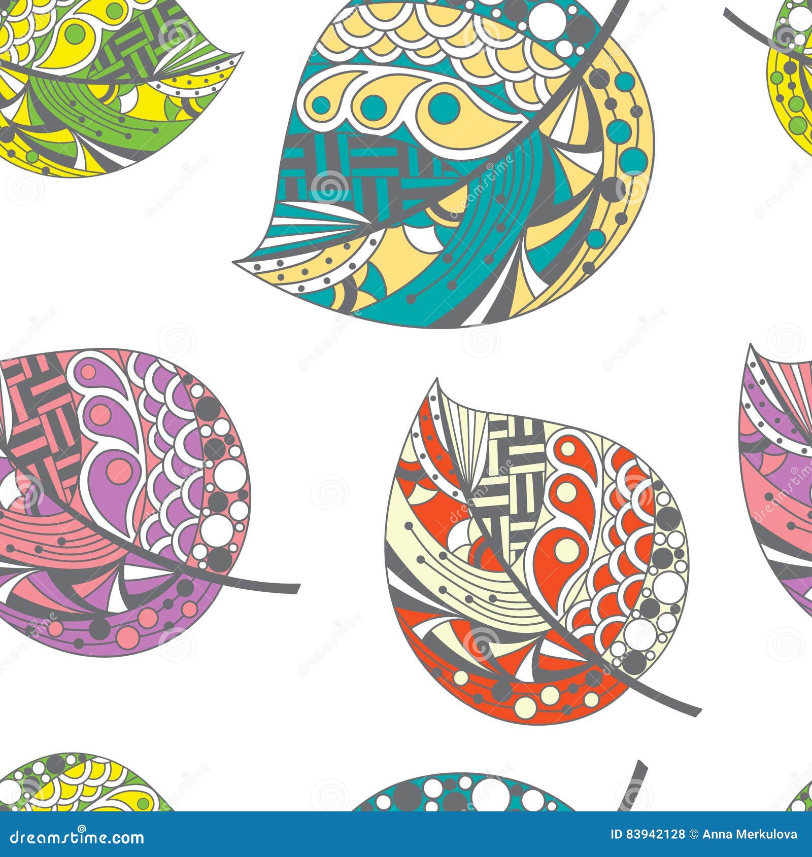 Zen Art Leaves Seamless Pattern Stock Vector - Illustration of floral ...