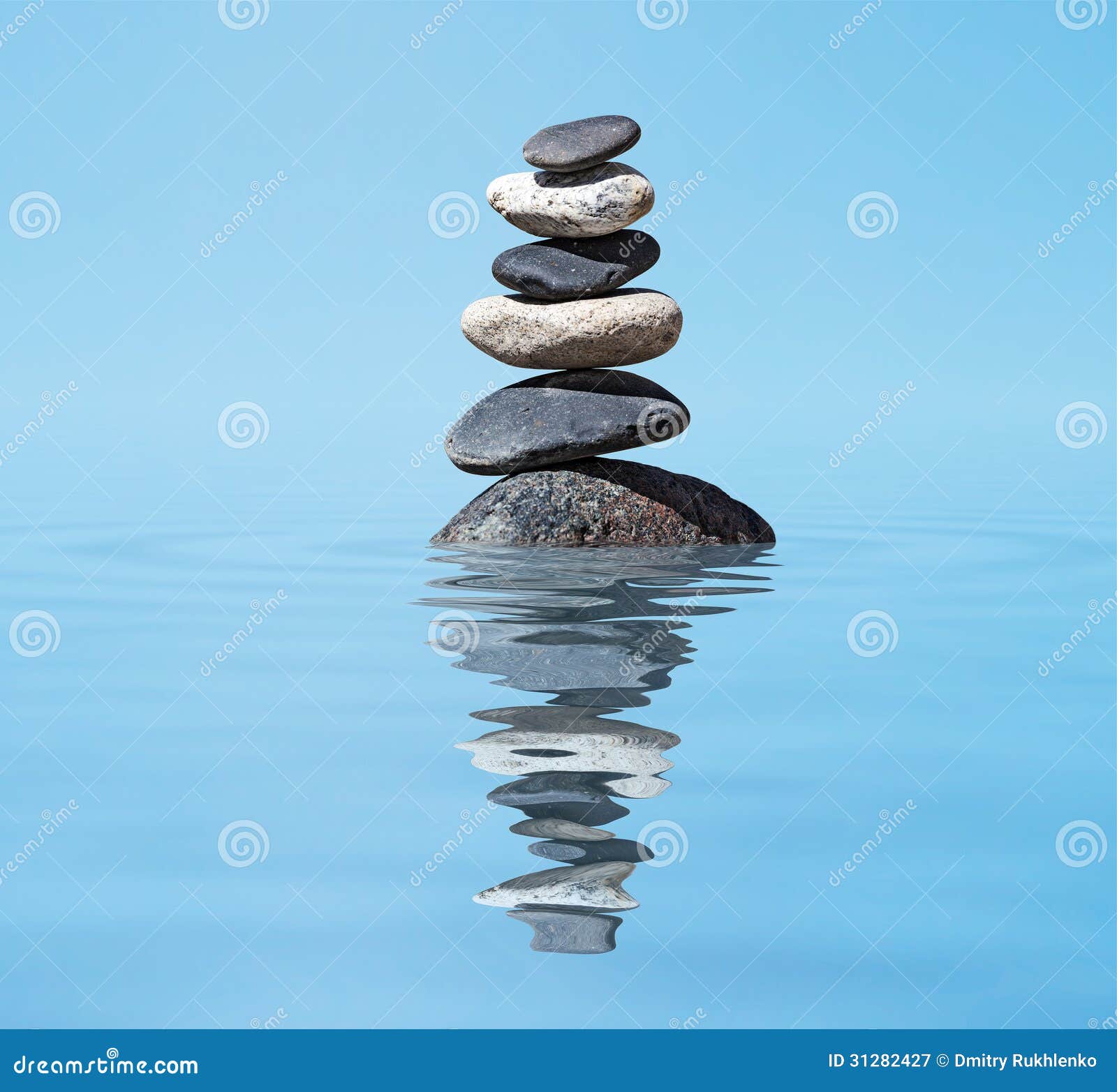 Zen Balanced Stones Stack in Lake Balance Peace Silence Concept Stock ...