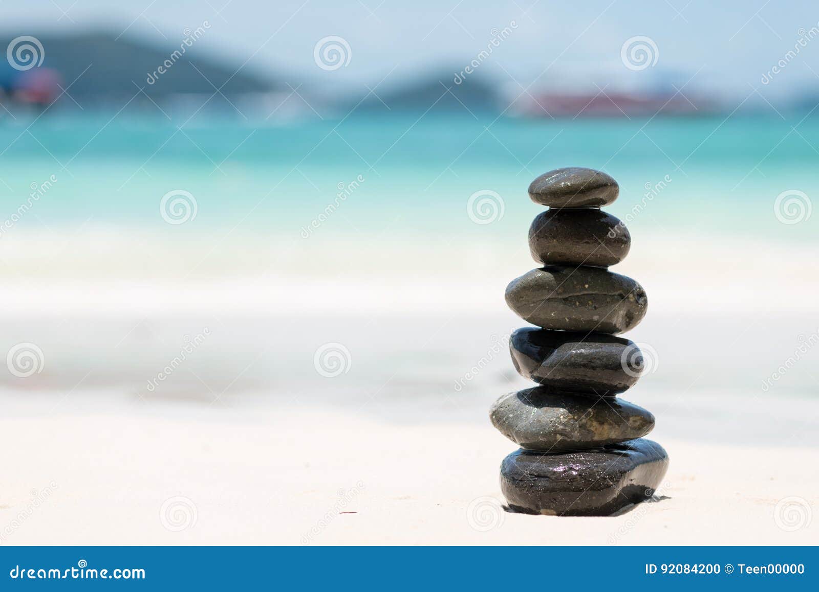 Zen Balancing Pebbles on Beach Stock Photo - Image of nature, pebble ...