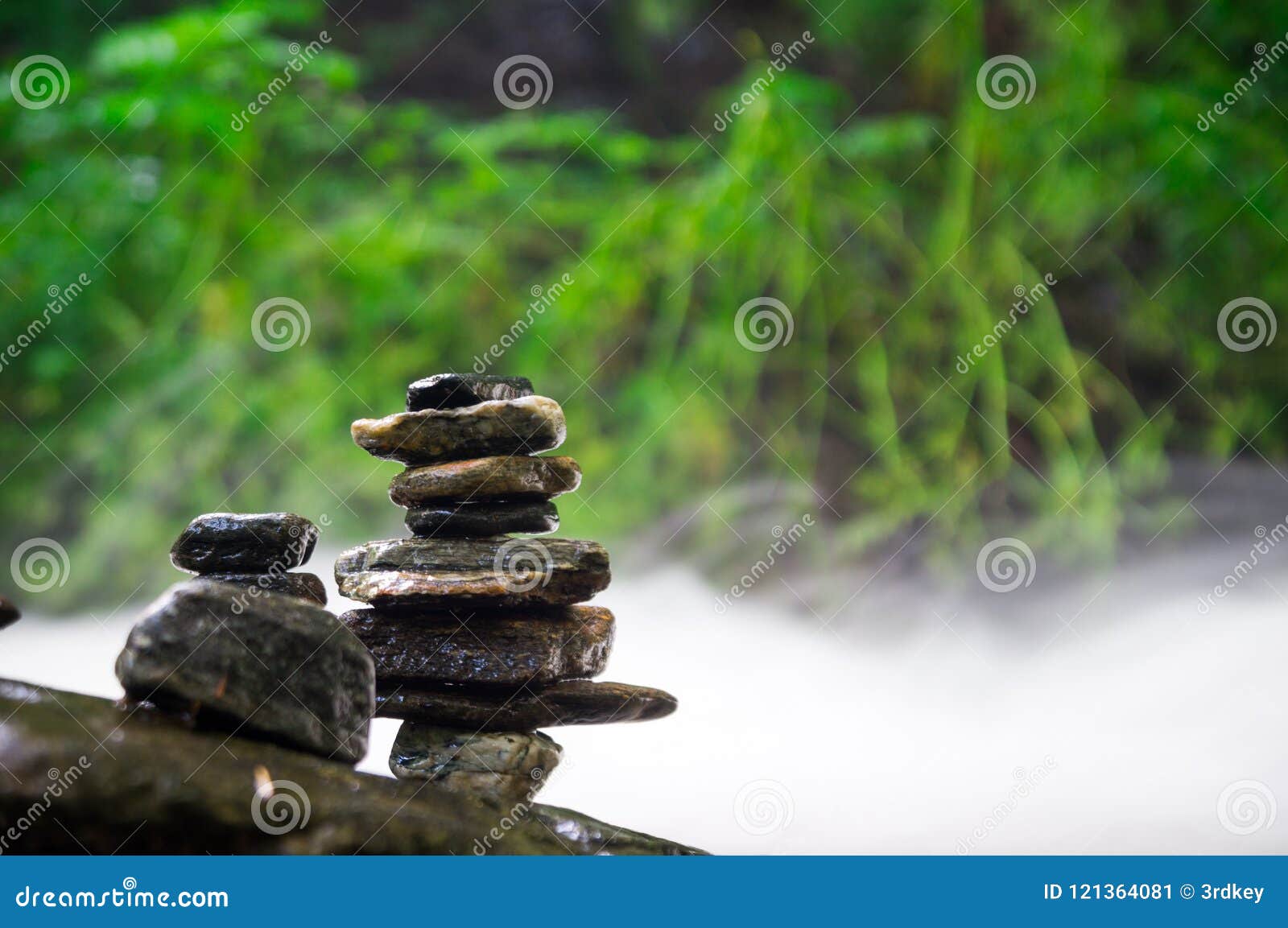 ZEN BALANCING ROCKS NEAR RIVER Stock Image - Image of drop, massage ...
