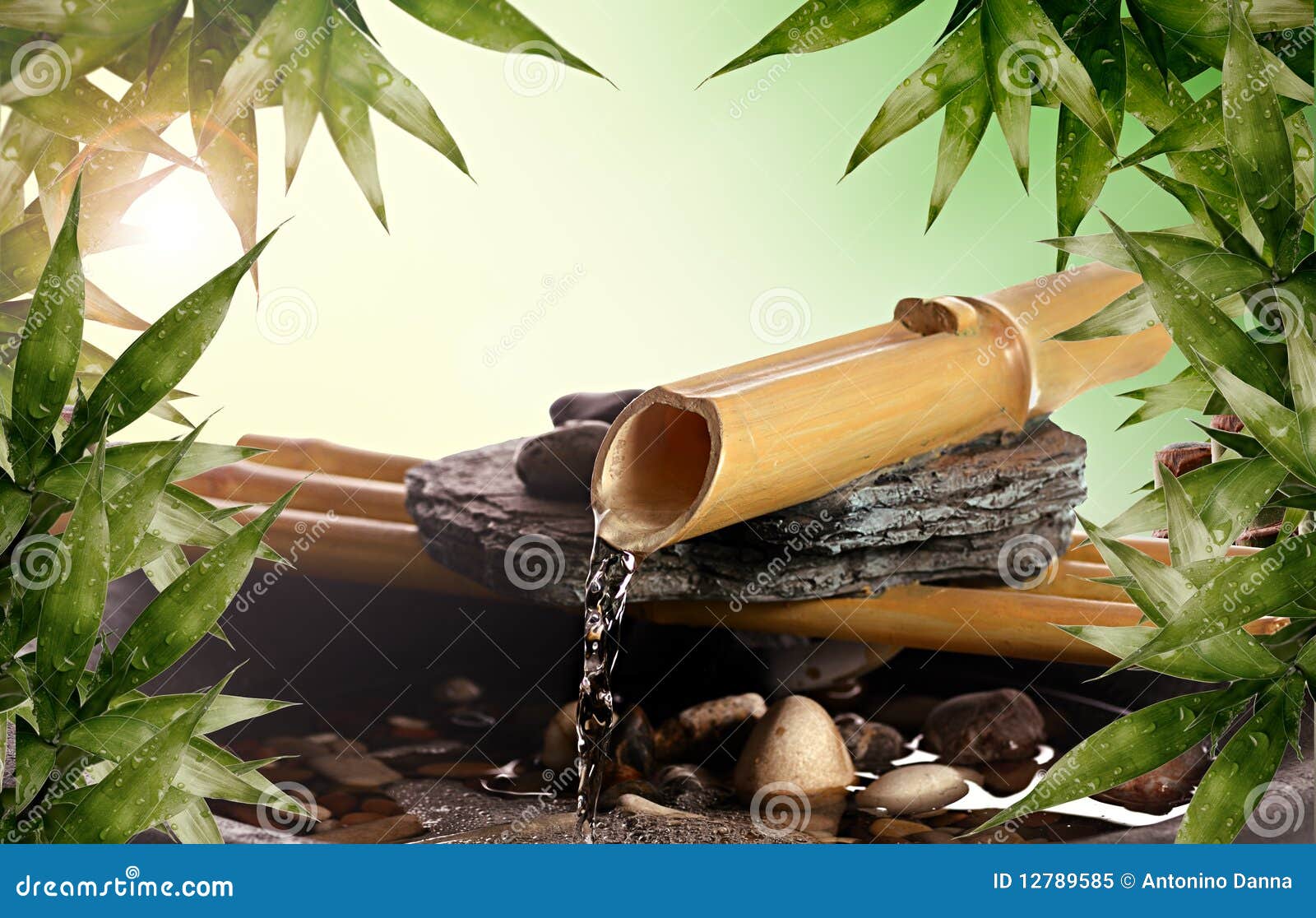 Zen bamboo fountain stock image. Image of stones, aqua - 12789585