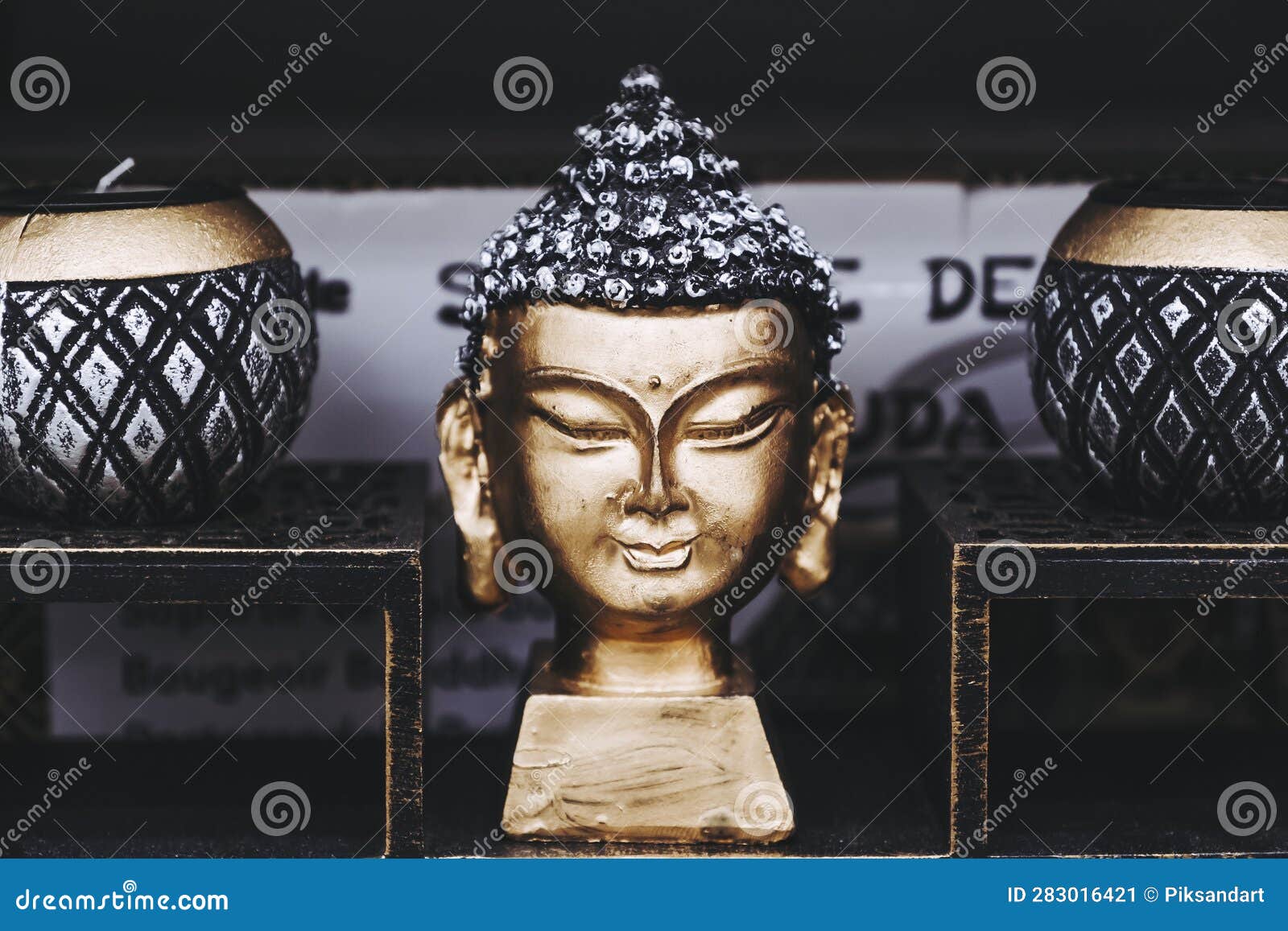 Zen Bronze Buddha Face Statue Stock Image - Image of face, temple ...