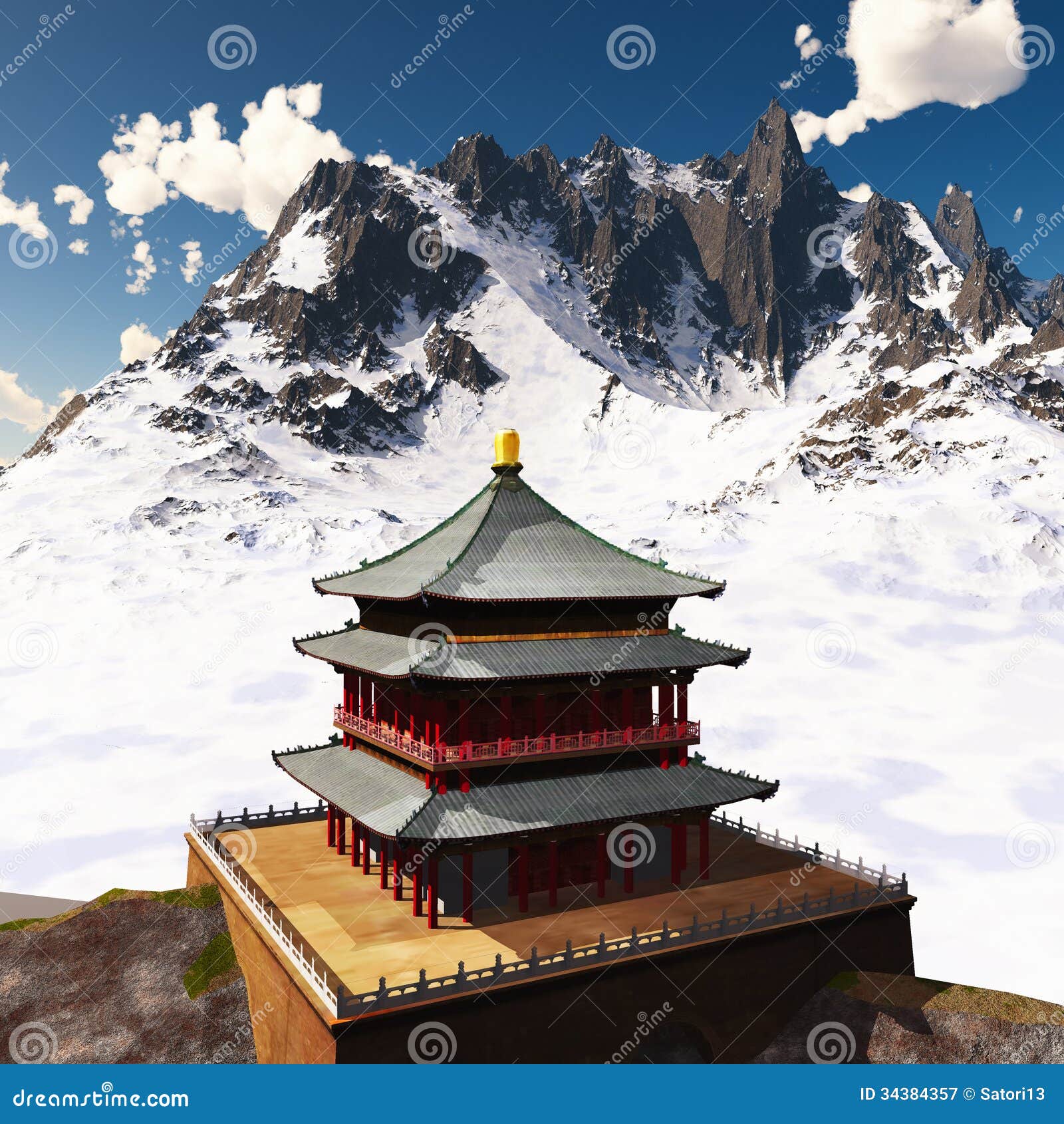 Zen Buddhist Temple in Mountains Stock Image - Image of design ...