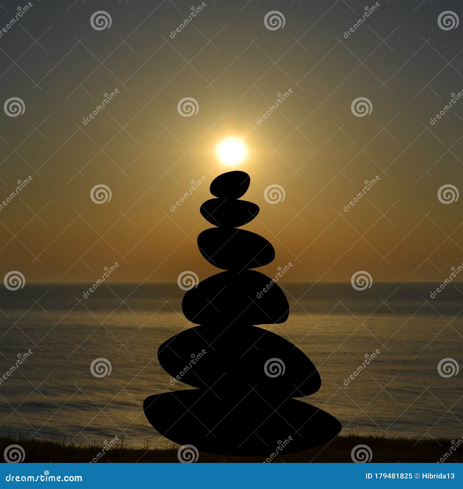 Zen Concept with Pyramid of Stones on the Beach Stock Image - Image of ...