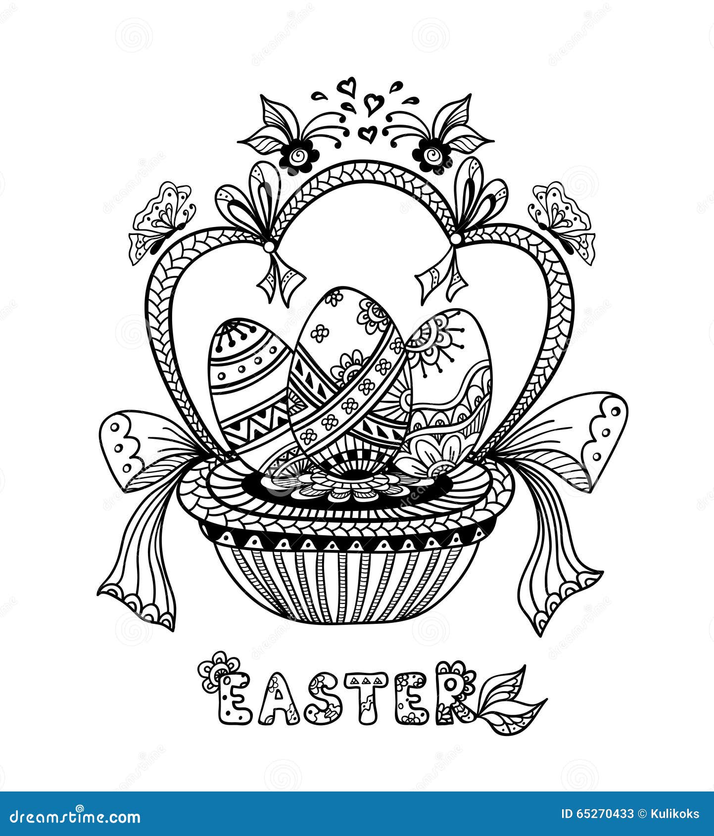 Zen-doodle Easter Eggs in Basket Black on White Stock Vector ...