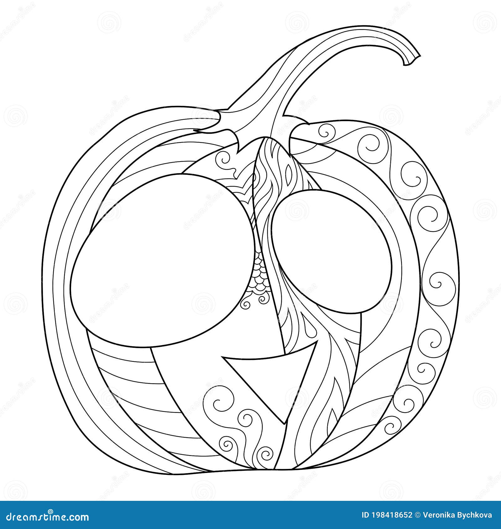 Zen Doodle Pumpkin. Halloween Boho Zentangle Line Art Illustration ...