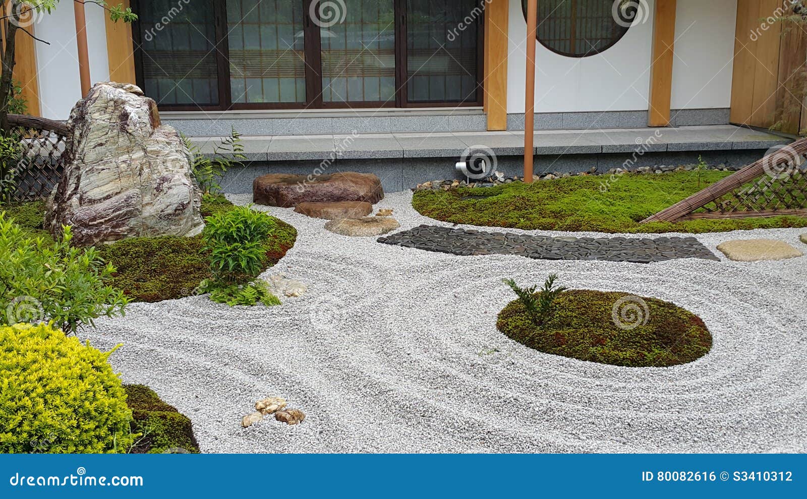 Zen Garden and the Big Stone. Stock Photo - Image of asia, beauty: 80082616