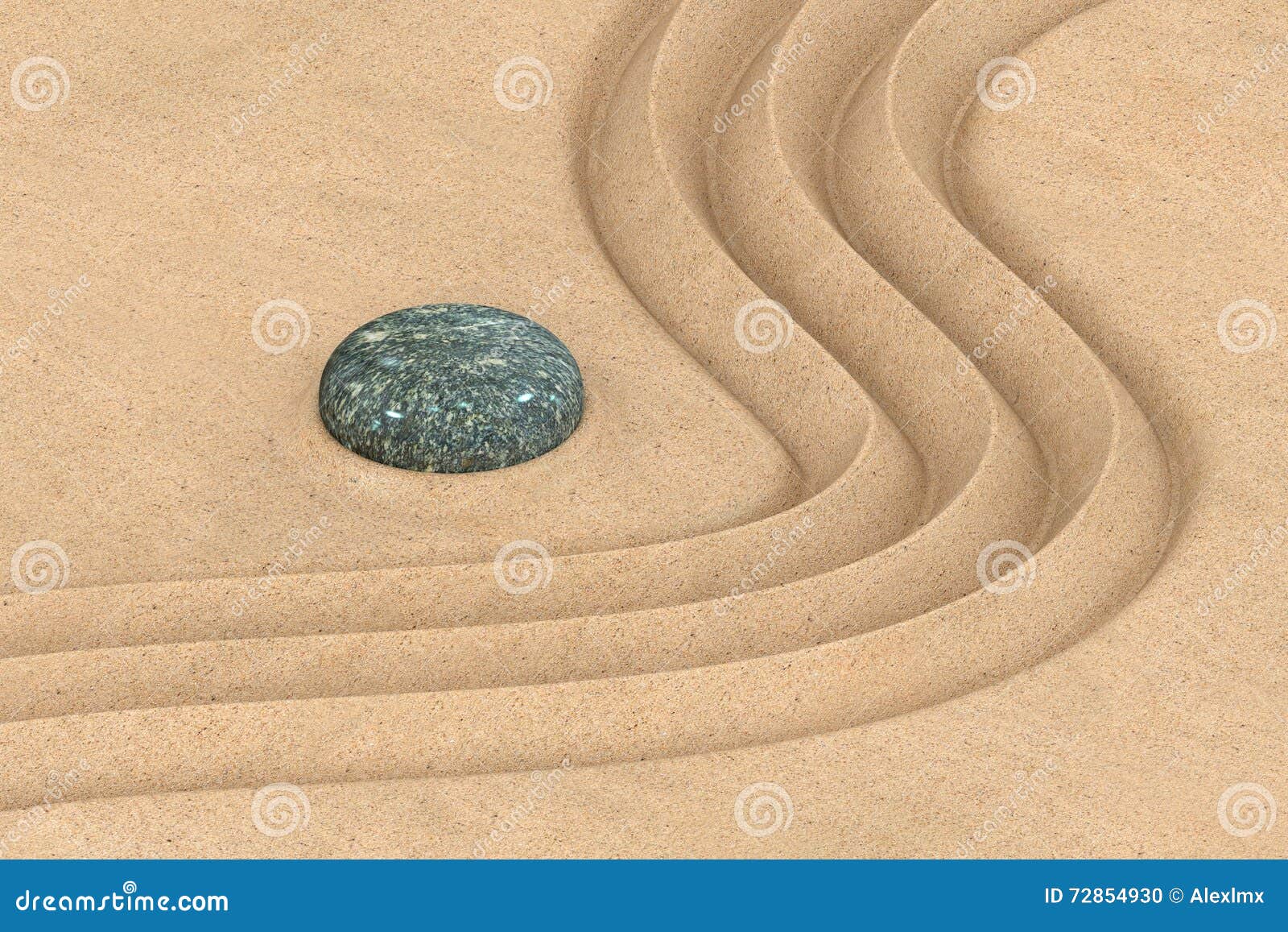 Zen garden, 3D rendering stock illustration. Illustration of harmony ...