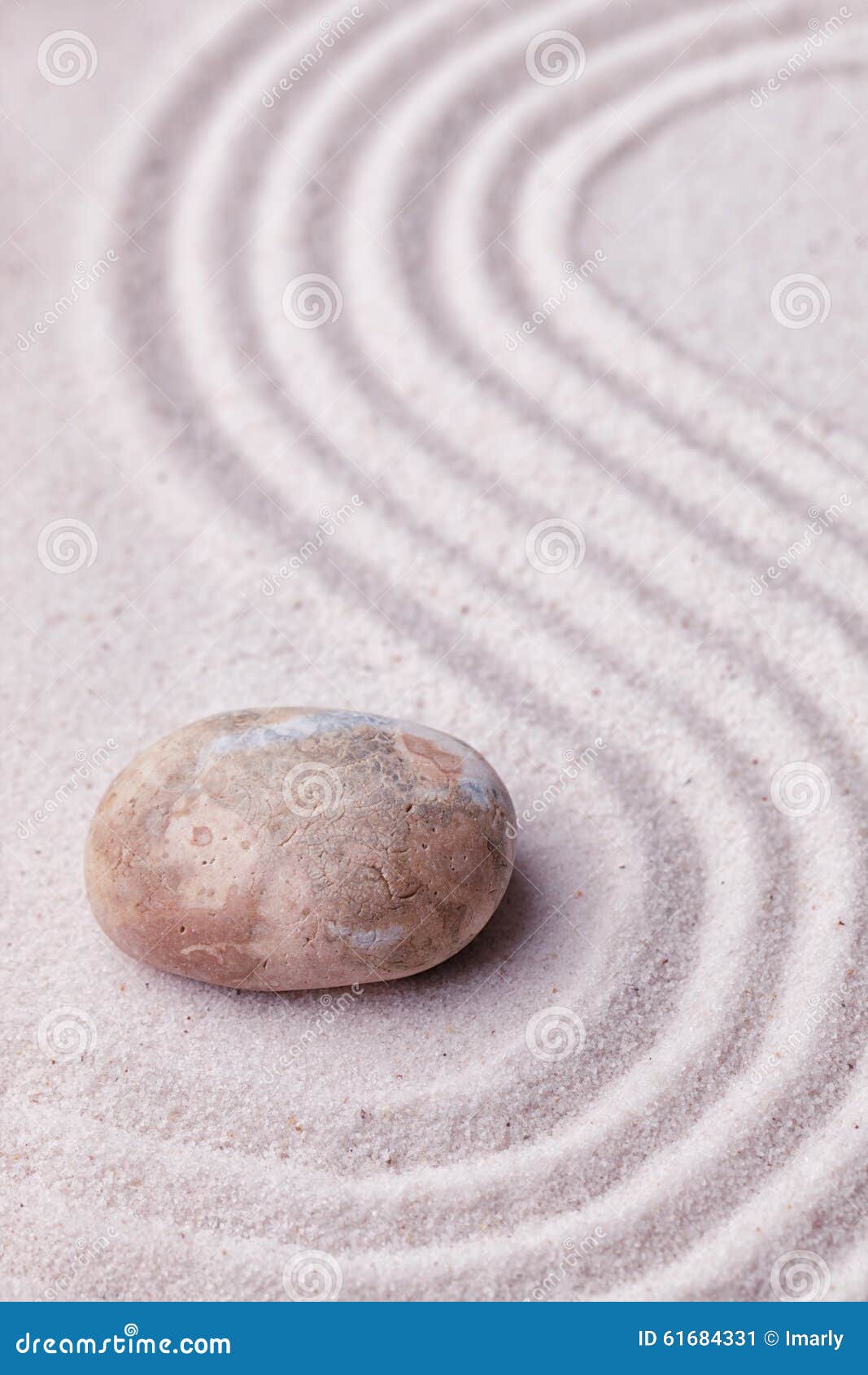 Zen Garden with a Marble Rock and Wave Pattern in Sand Stock Image ...