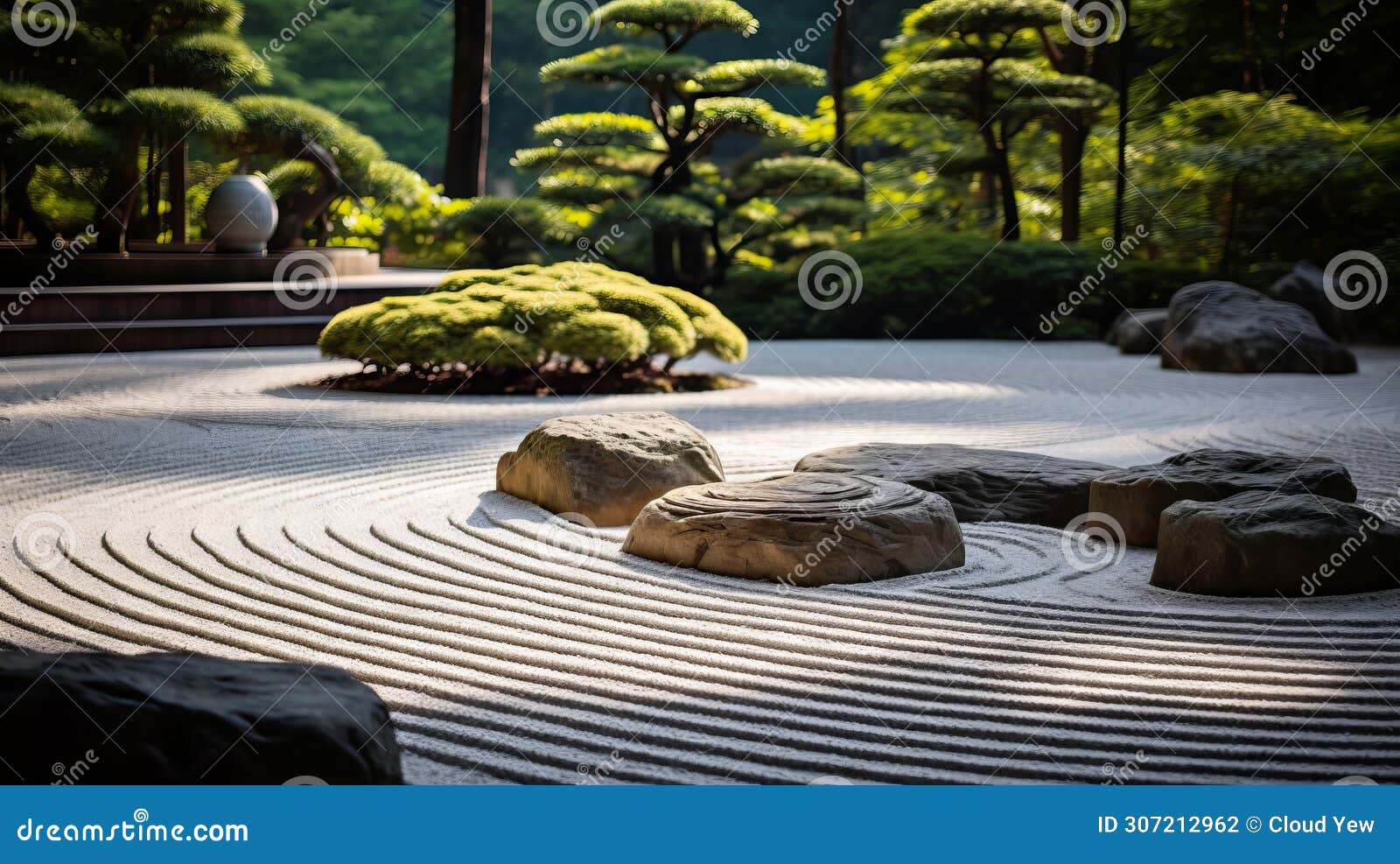 A Zen Garden with Patterns that Invite Reflection and Tranquility Stock ...