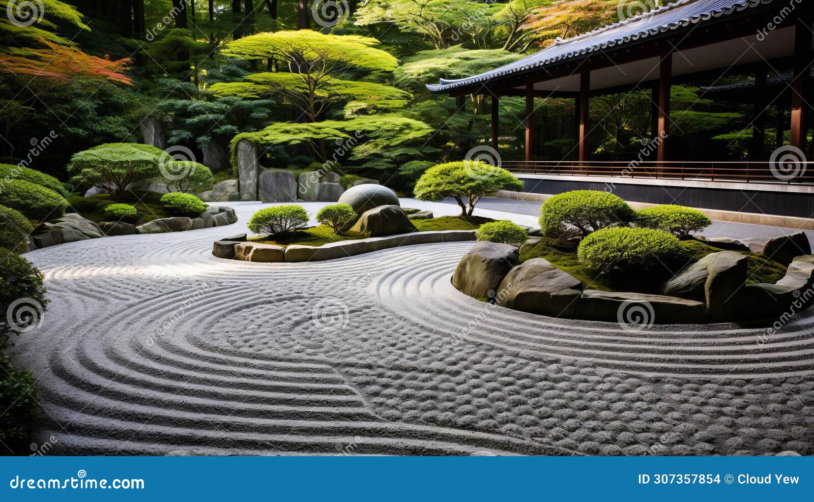 A Zen Garden with Patterns that Invite Reflection and Tranquility Stock Illustration ...