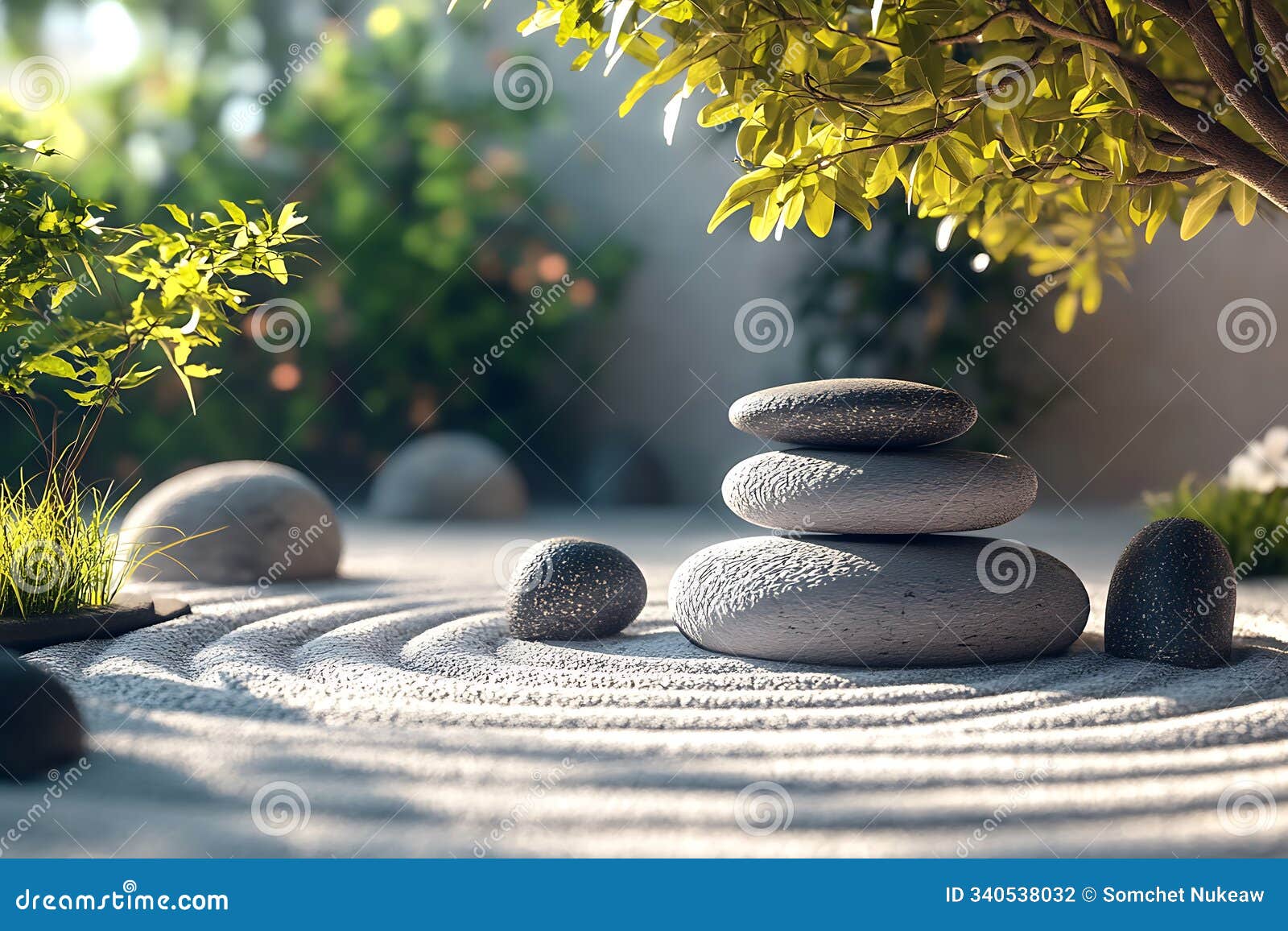 Zen Garden With Stacked Stones - Generative Ai Royalty-Free Stock Image ...