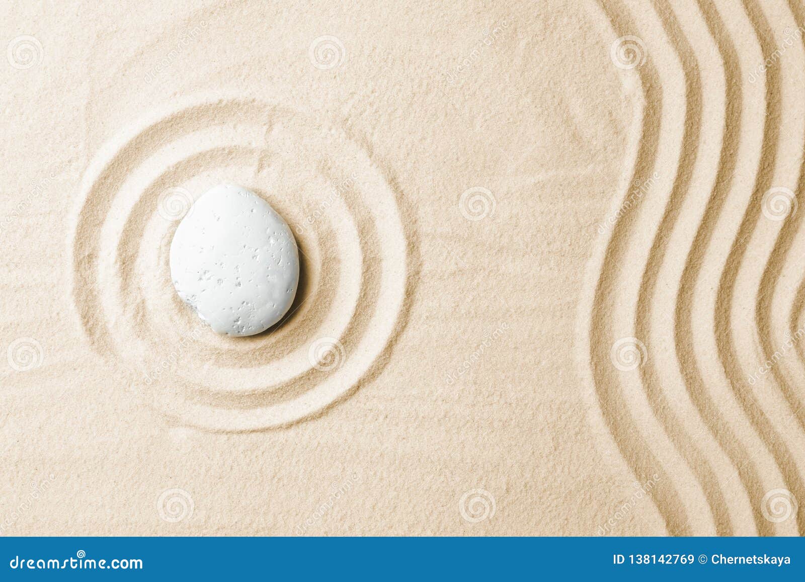 Zen Garden Stone on Sand with Pattern, Top View Stock Image - Image of ...
