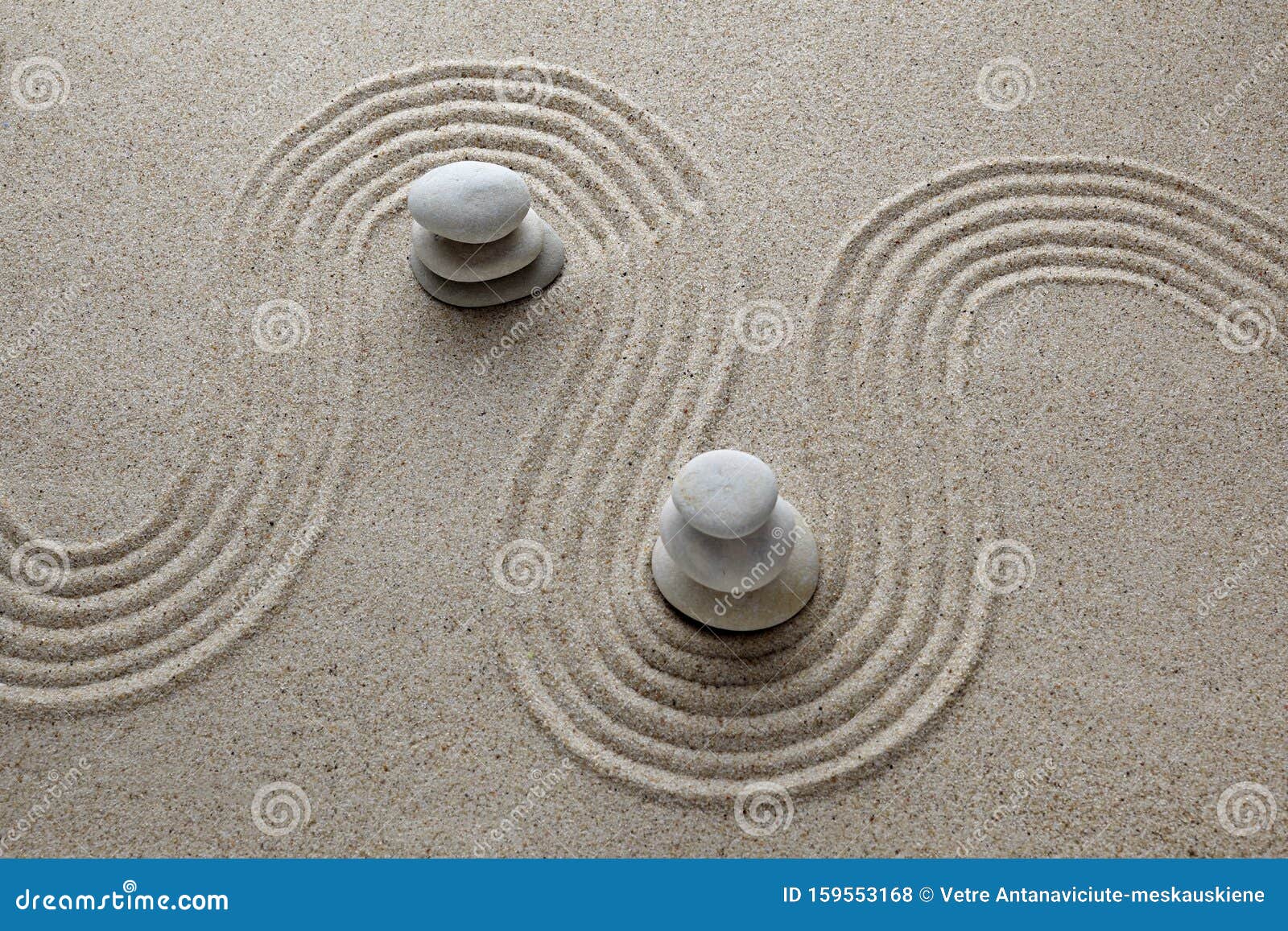 Zen Garden, Stone on Sand. Top View Stock Photo - Image of balance ...