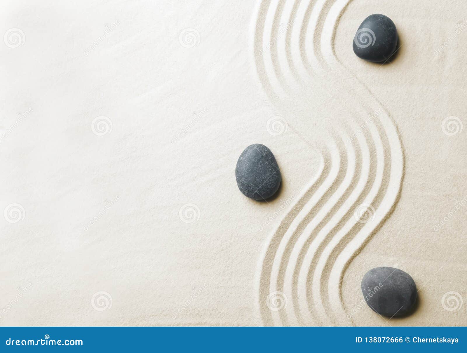 Zen Garden Stones on Sand with Pattern, Top View. Stock Photo - Image ...
