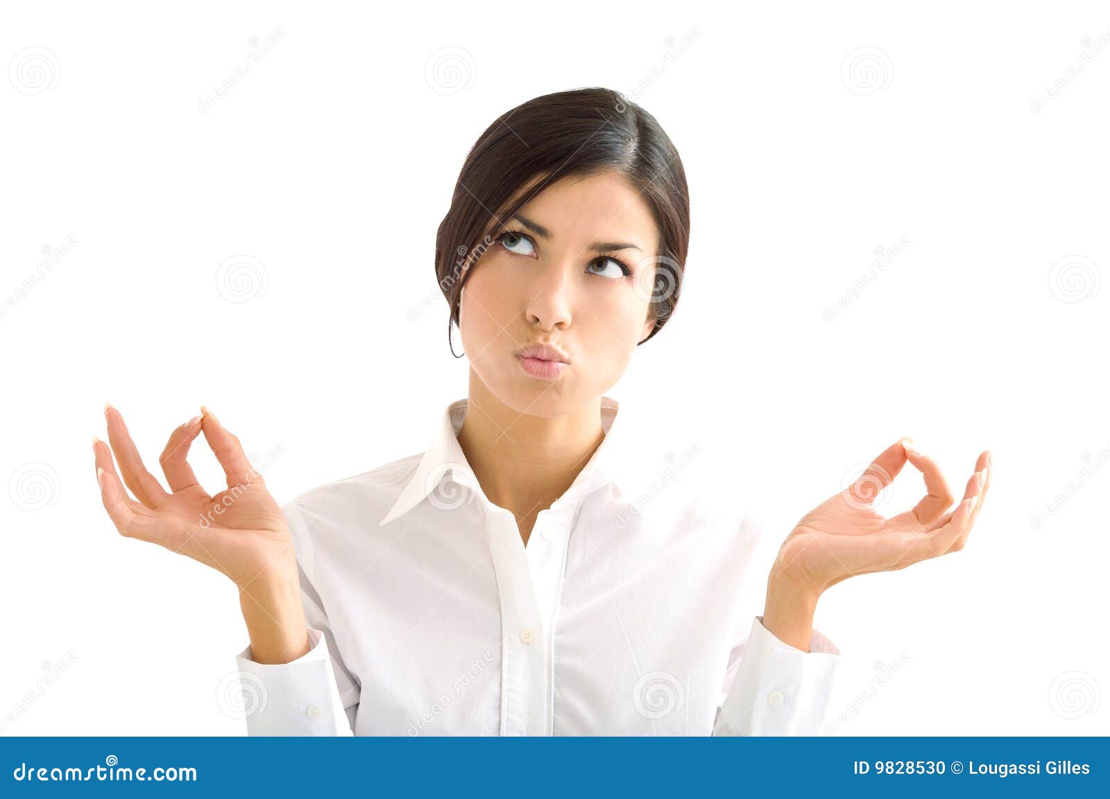 Zen girl portrait stock photo. Image of hand, grinning - 9828530