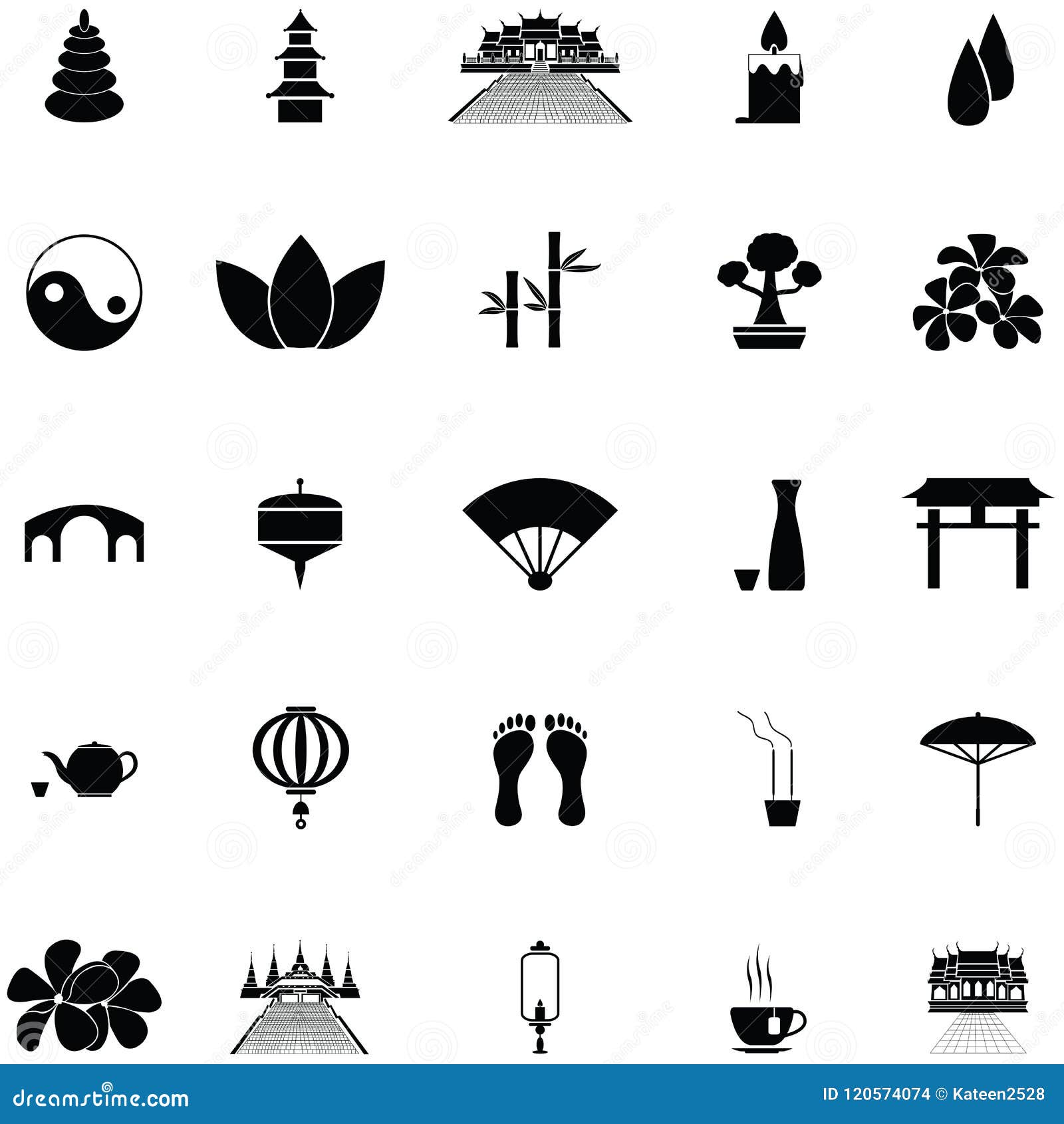 Zen icon set stock vector. Illustration of white, isolated - 120574074
