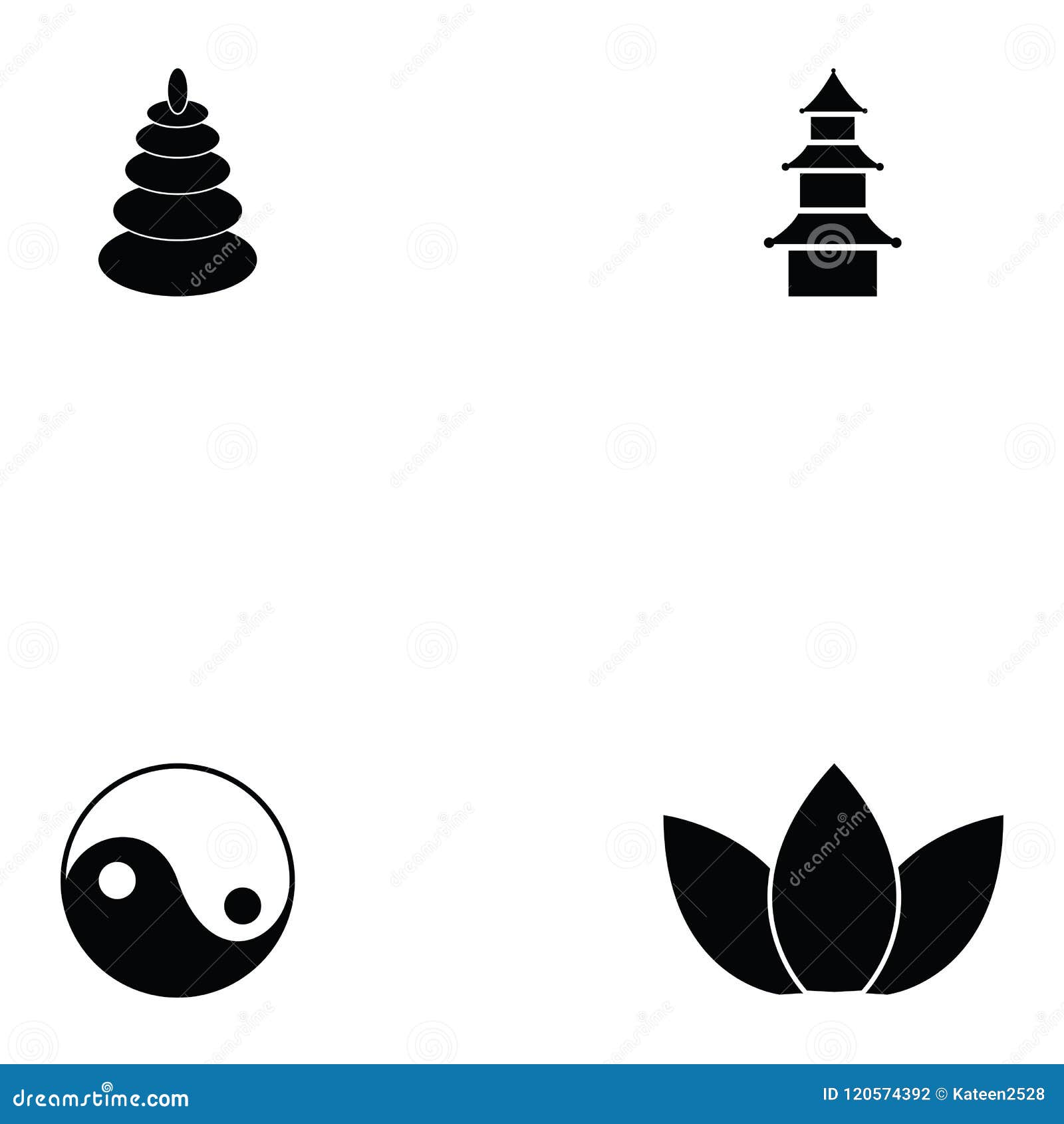 Zen icon set stock vector. Illustration of element, culture - 120574392