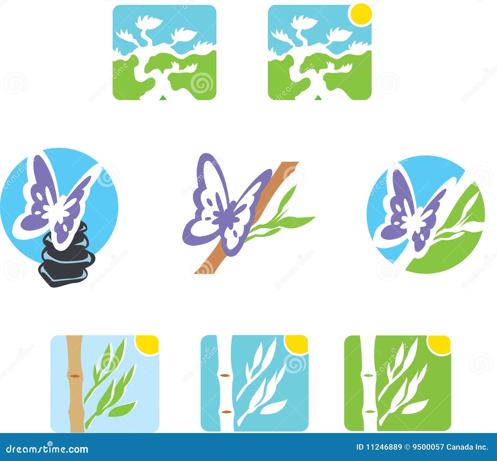 Zen icons one stock vector. Illustration of bansai, logo - 11246889