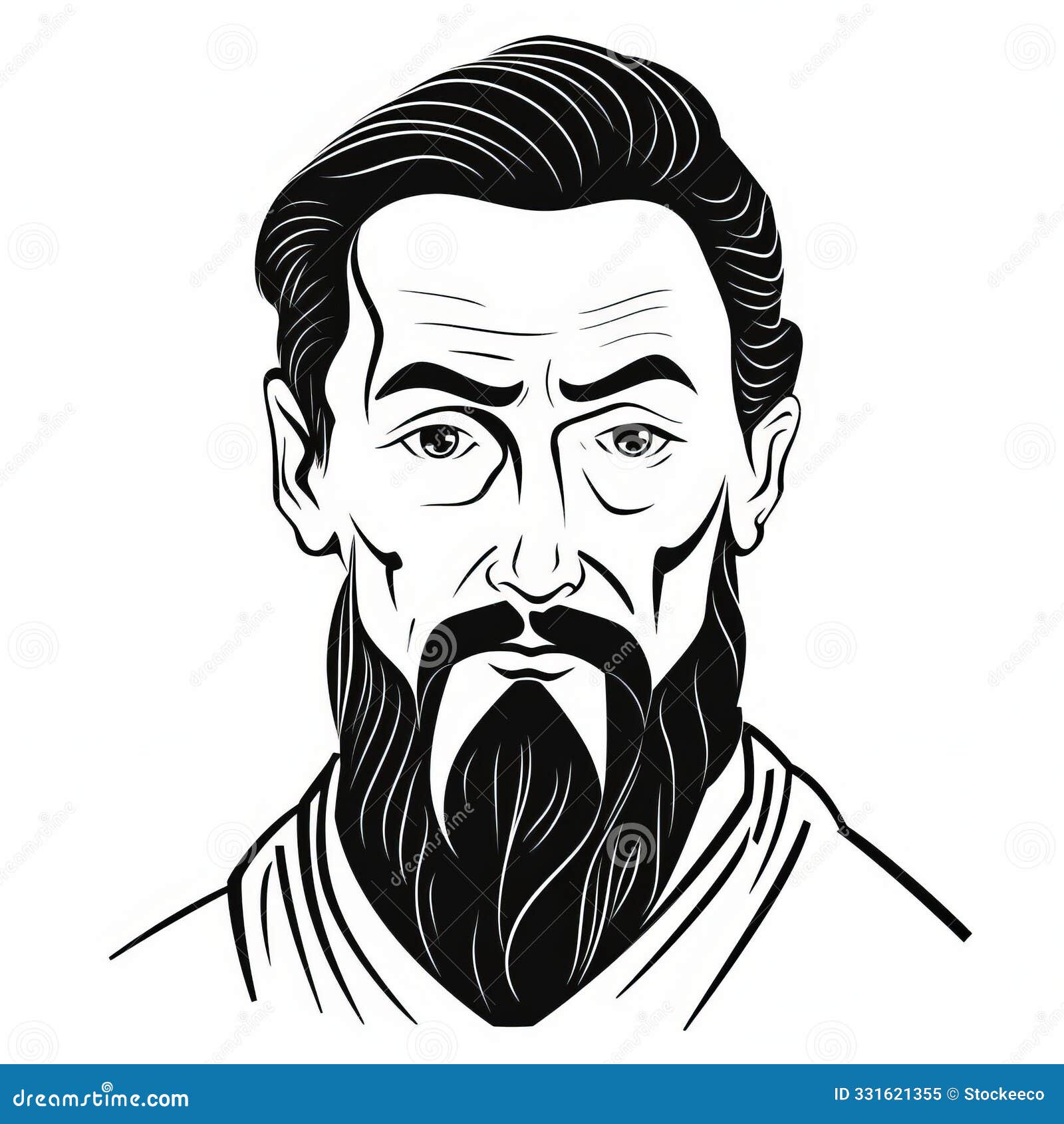 Japanese Zen Drawing of Constance with Beard and Knife Stock ...