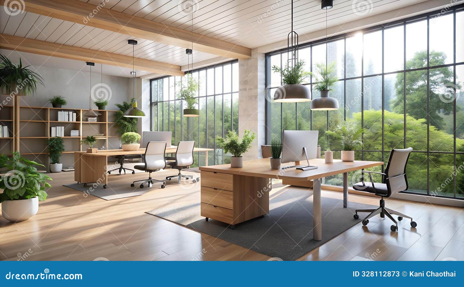 Zen-Inspired Workspace: a Serene Open Floor Plan Office with Generative ...