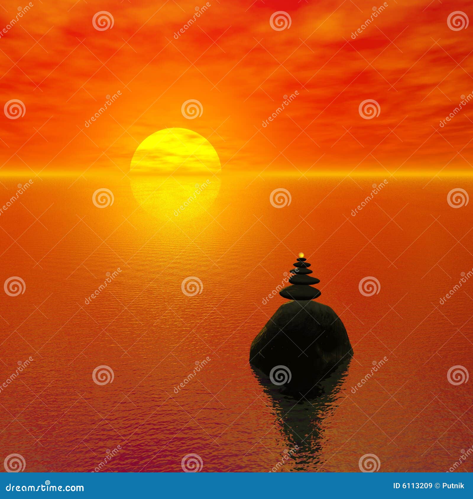 Zen-like sunset stock illustration. Illustration of concept - 6113209