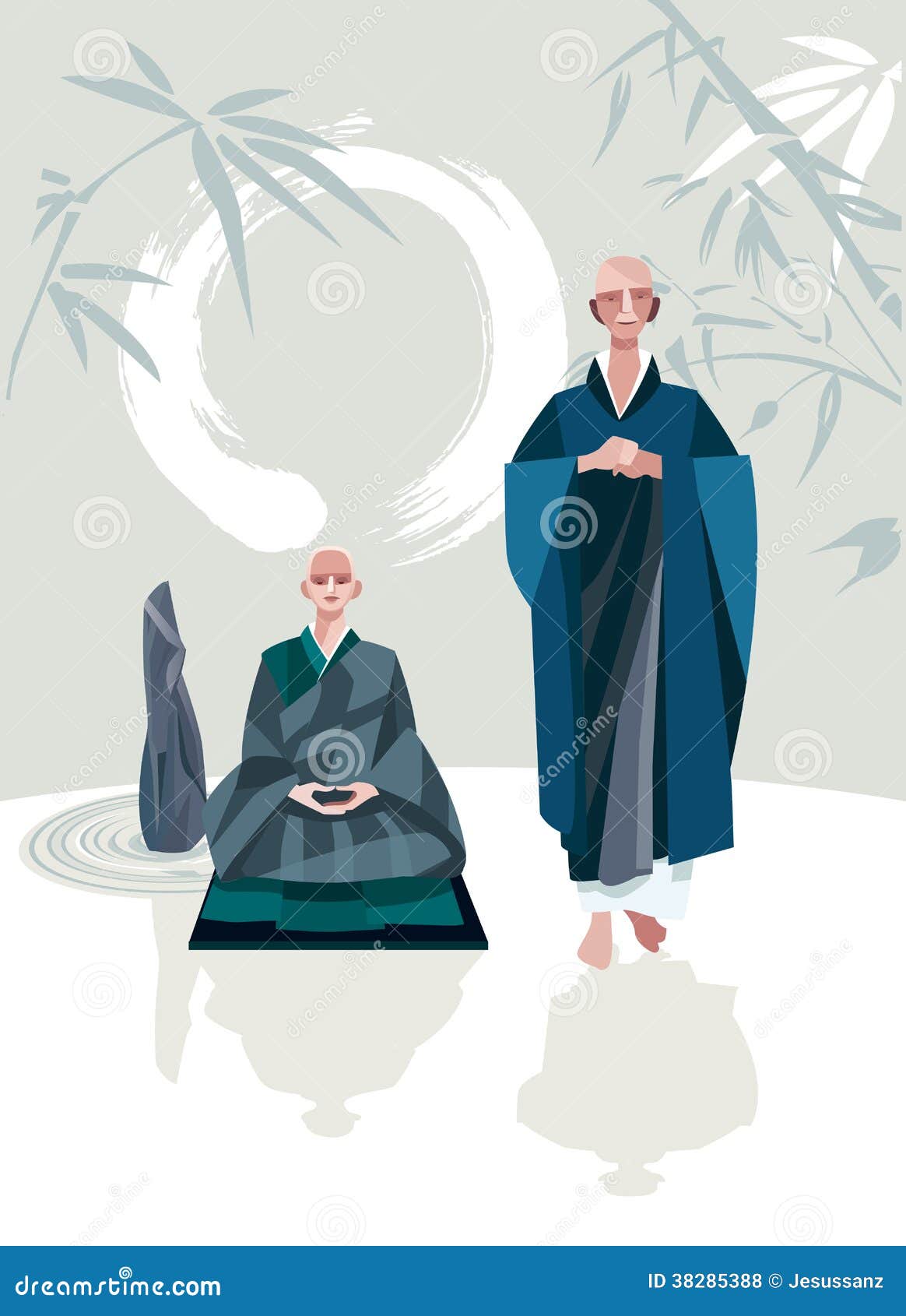Zen Master and Disciple Vertical Stock Vector - Illustration of ...