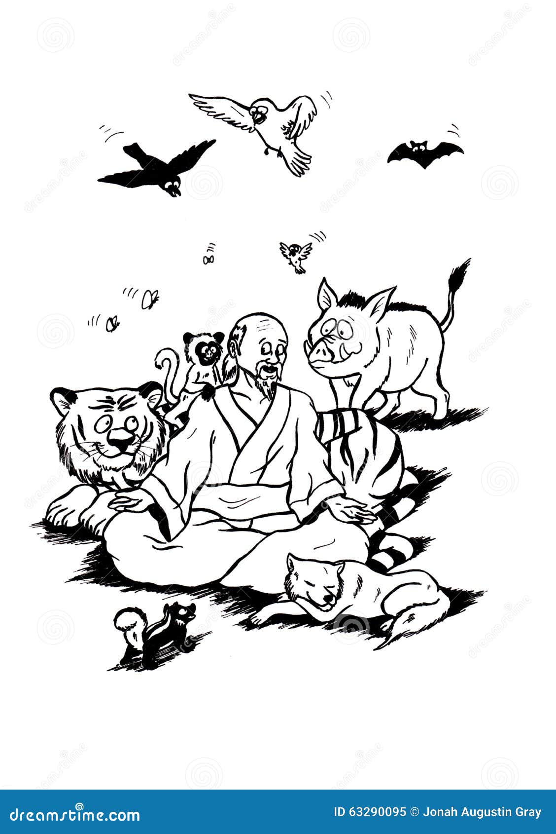Zen Master E Animais Felizes (2008) Ilustração Stock - Ilustração de ...