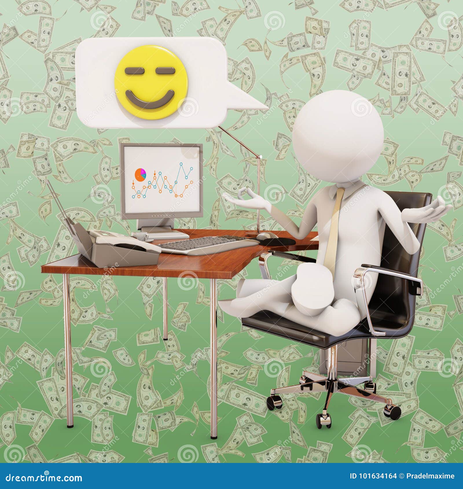 Zen office worker stock illustration. Illustration of cutout - 101634164